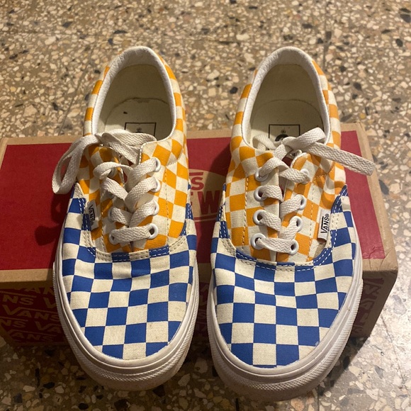 Vans | Shoes | Vans Checkboard Blue Yellow And Red Not So Used Box In ...